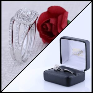 Dazzlingrock Collection 1.00 Carat (Cttw) 14K Round White Diamond Halo Engagement Ring Set 1 CT, White Gold, Size 5.5