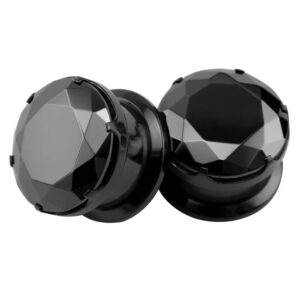 zs black cz stone ear gauges stainless steel screw plugs tunnel ear expander stretcher piercing (gauge=0g(8mm))