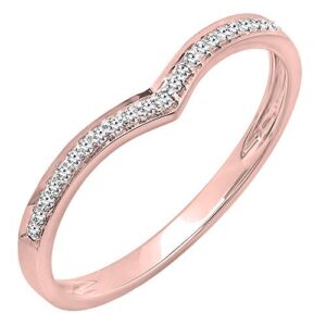 dazzlingrock collection round white diamond stackable chevron anniversary band for women (0.08 ctw, color i-j, clarity i2-i3) in 10k rose gold size 7