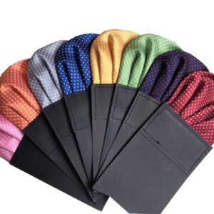 PreFolded Pocket Squares for Men On Card Polka dots Polyester Stain 8 Pieces