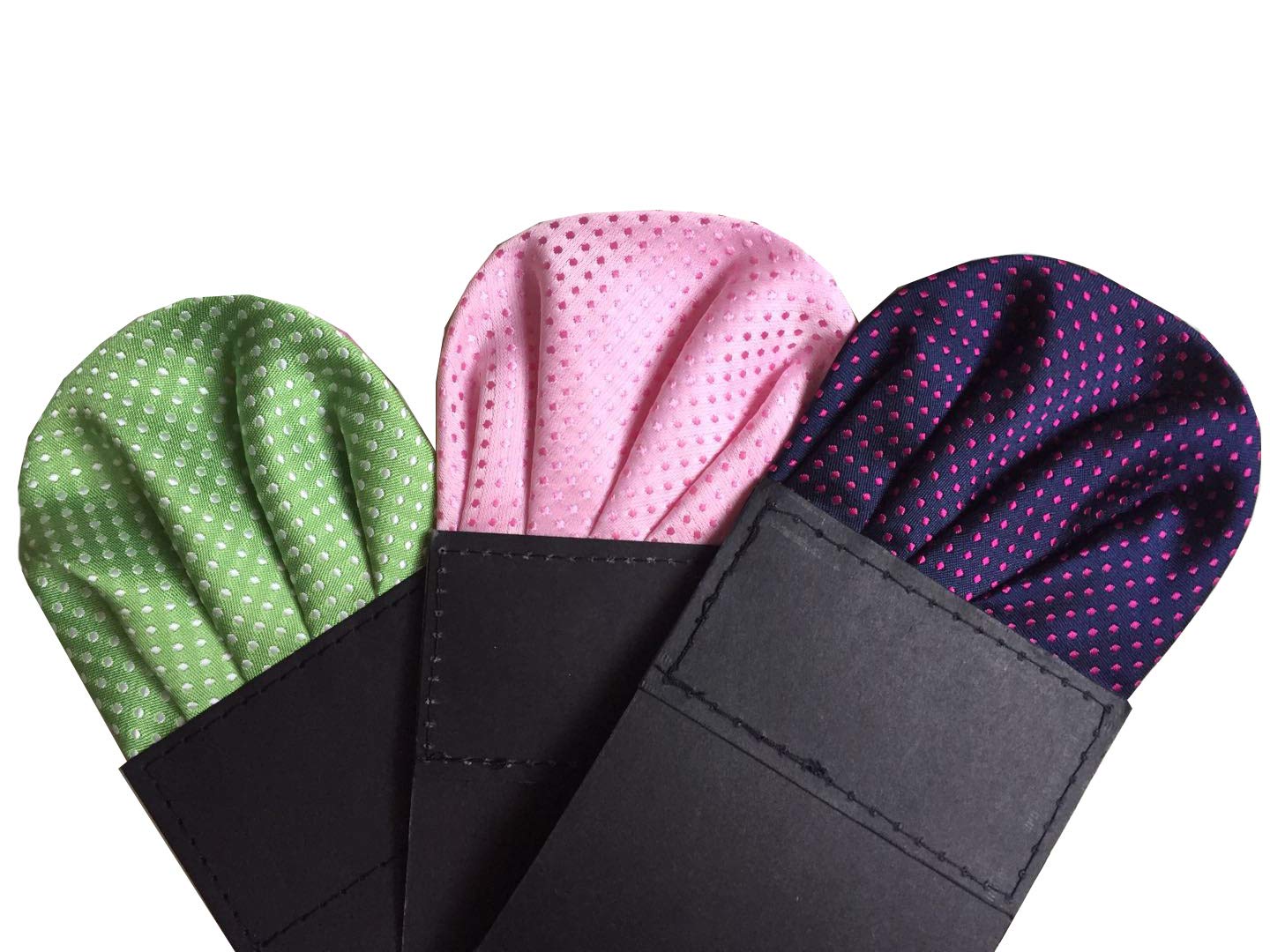 PreFolded Pocket Squares for Men On Card Polka dots Polyester Stain 8 Pieces