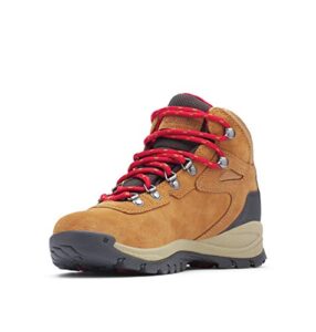 columbia womens newton ridge plus waterproof amped hiking boot, elk/mountain red, 8.5 wide us