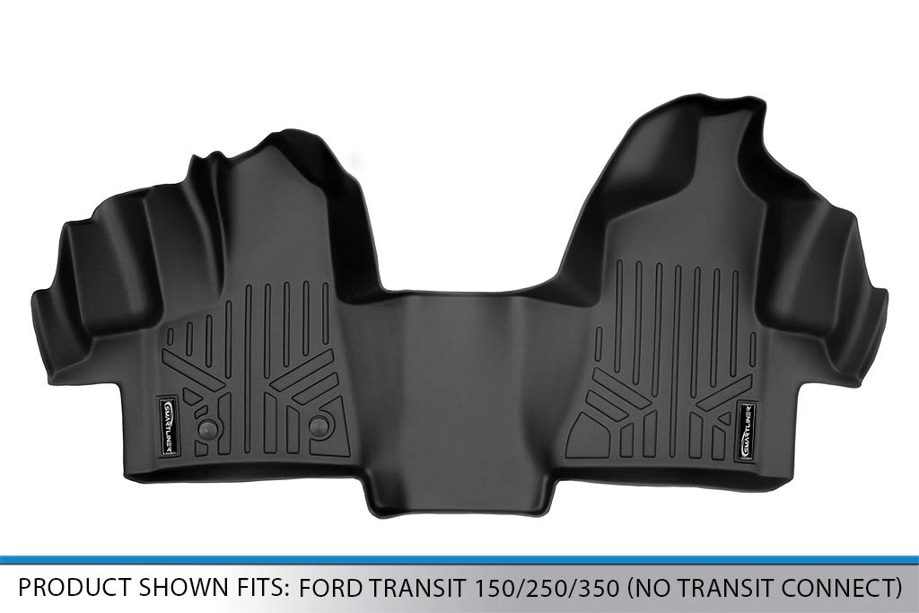 MAXLINER Floor Mats 1st Row 1 Piece Full Coverage Liner Black Compatible with 2015-2019 Ford Transit 150/250/350 (No Transit Connect)