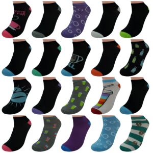 bright star women's low cut ankle socks - 20-pair | soft & comfortable athletic socks, durable polyester blend, machine washable, stylish sock pack for all seasons (size 9-11)