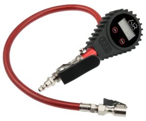 arb arb601 digital tire pressure gauge with braided hose and chuck, inflator and deflator 25-75 psi readings