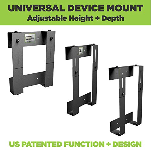 HIDEit Mounts Uni-NSM Mount - Made in USA - Black Steel Adjustable 1U Network Device Wall Mount for A/V Components, Mount for Network Switch, Ethernet Splitter and Ethernet Switch