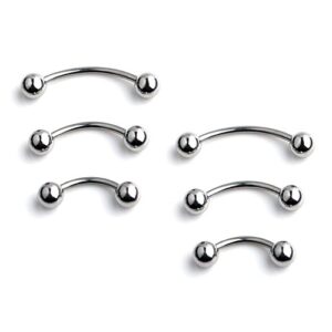 ruifan 3prs(6pcs) surgical steel tiny curved eyebrow ear navel belly lip ring barbell piercing jewelry 20g 6mm/8mm/10mm(steel)