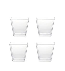 sohapy 40 pack 5 oz tall square food grade clear plastic dessert tumbler cups for tiramisu,cakes,ice cream,parfait, dip, sundaes,and cookies(40)