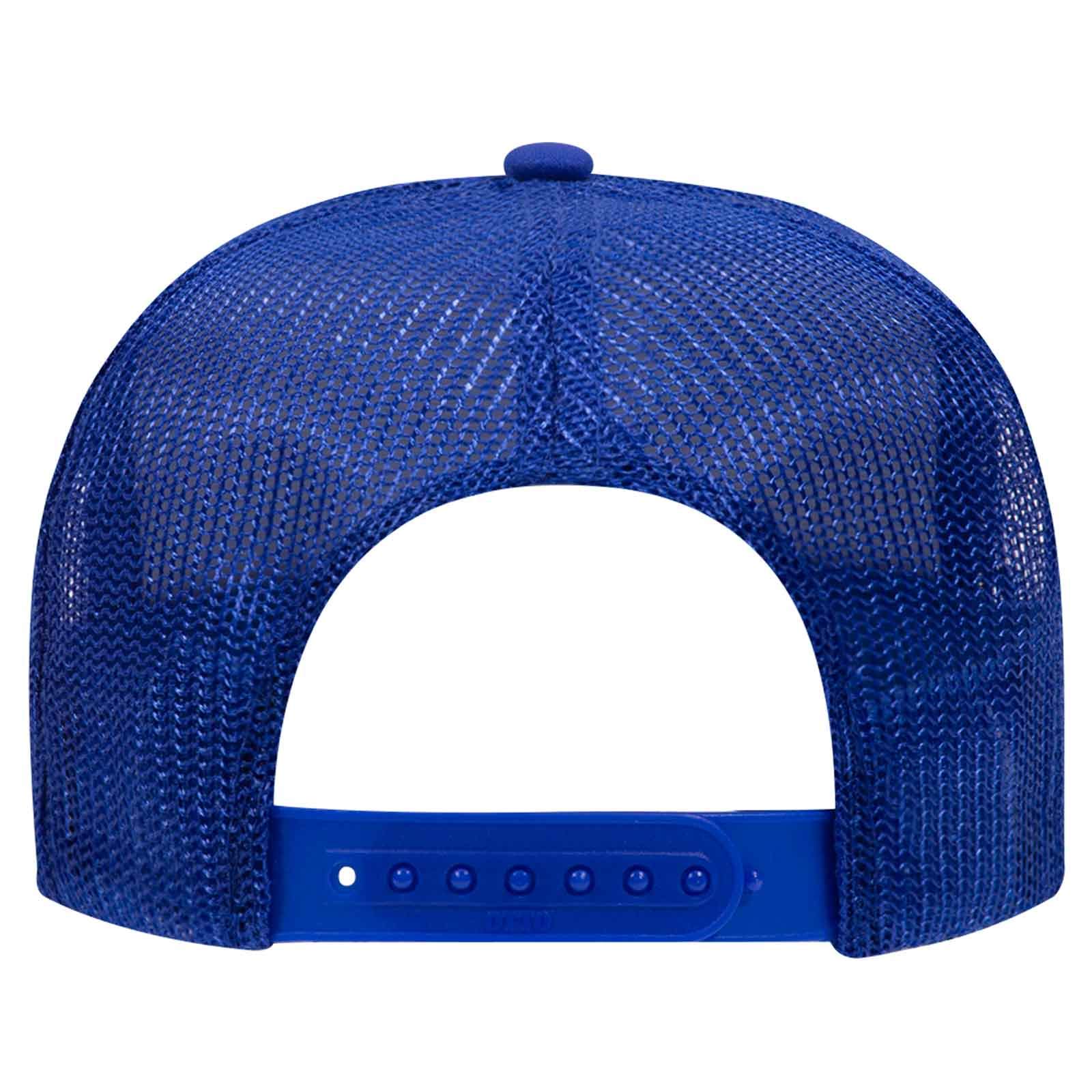 OTTO Wholesale 12 x Polyester Foam Front 5 Panel High Crown Mesh Back Trucker Hat - Royal - (12 Pcs)