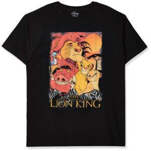 disney men's lion king group poster graphic t-shirt, black, medium