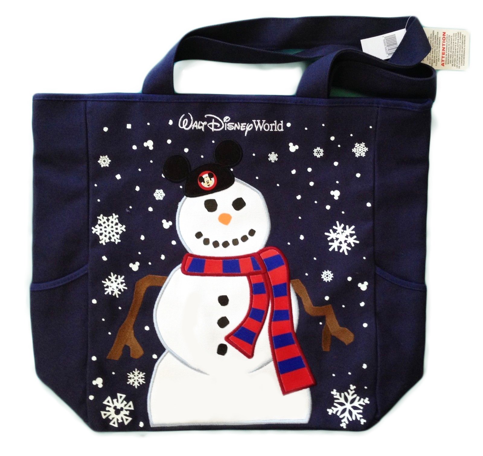 Disney Parks Walt Disney World Mickey Snowman Holiday Tote Bag