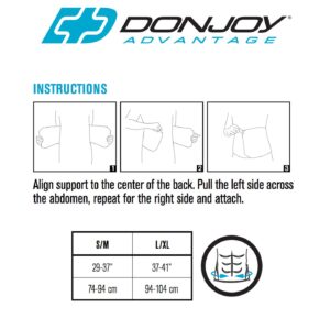 DonJoy DA161SR01-WHT-S/M Abdominal Support Three Panel Elastic Wrap for Strain, Weakness, Small, Medium fits 29", 37", White, Small/Medium