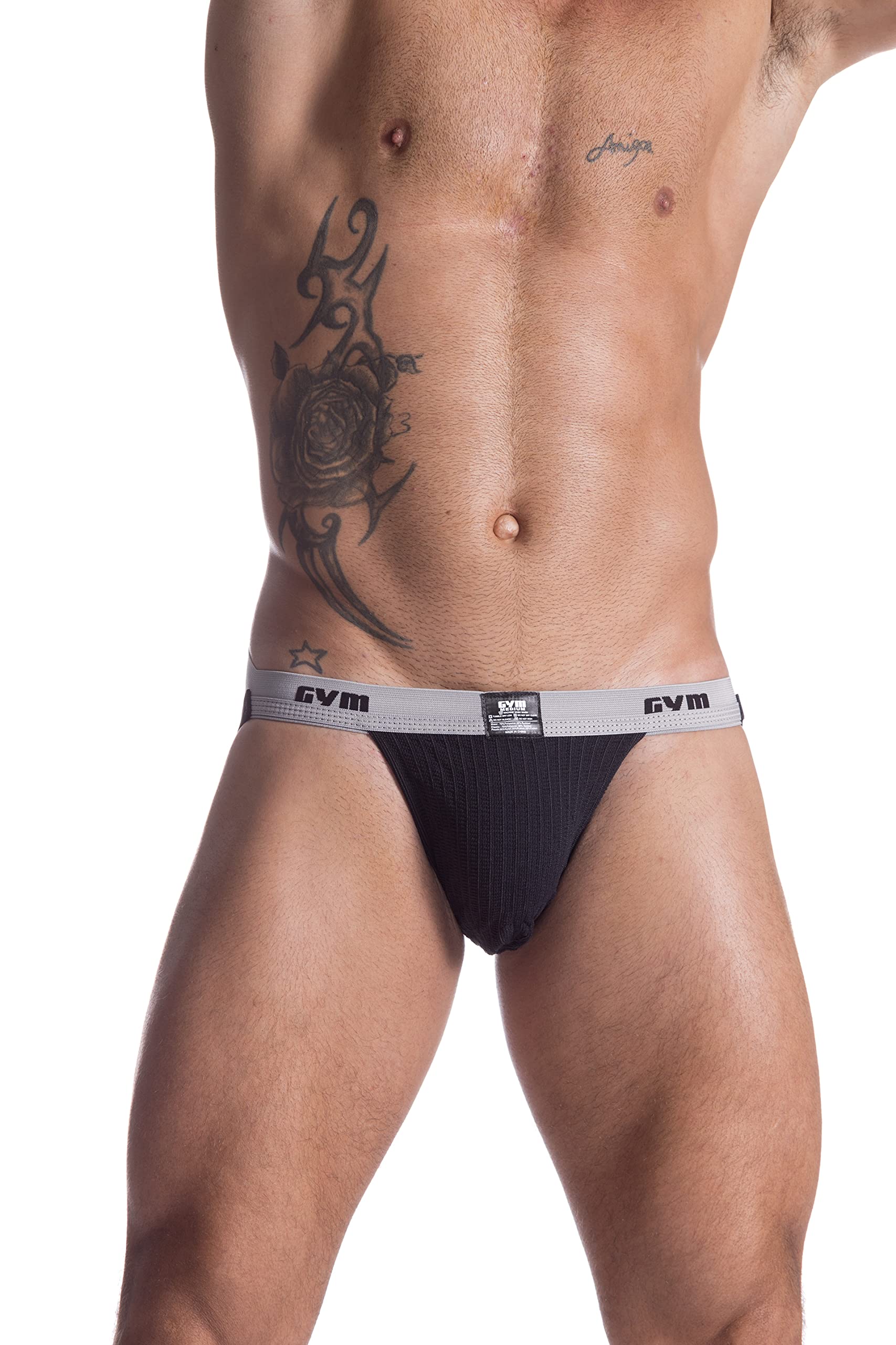 GYM 1" Waistband Swim/Run Jockstrap (XXX-Large, Black)