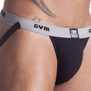 GYM 1" Waistband Swim/Run Jockstrap (XXX-Large, Black)