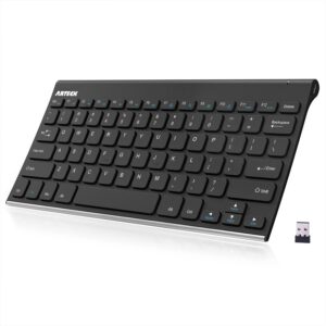 arteck 2.4g wireless keyboard stainless steel ultra slim keyboard for computer/desktop/pc/laptop/surface/smart tv and windows 11/10 / 8/7 / vista/xp built in rechargeable battery