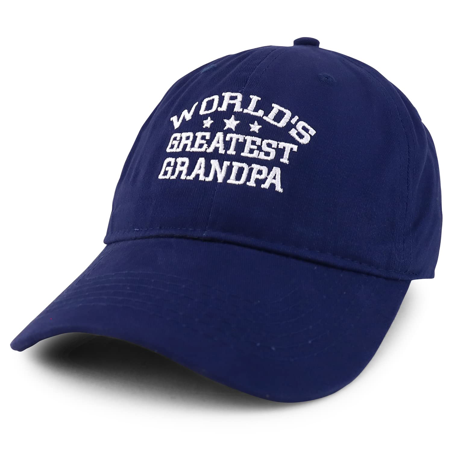 Trendy Apparel Shop World's Greatest Grandpa Embroidered Low Profile Soft Cotton Baseball Cap - Navy