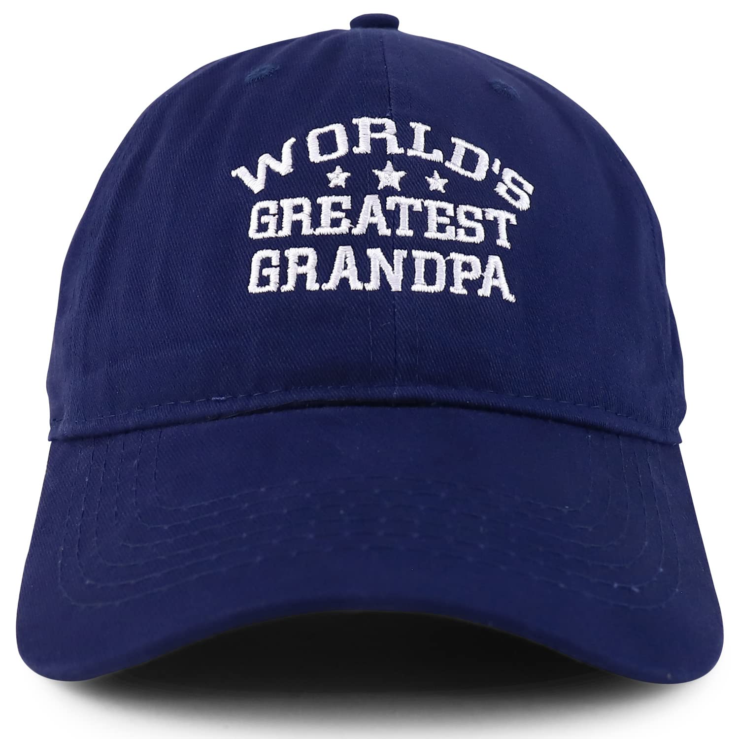 Trendy Apparel Shop World's Greatest Grandpa Embroidered Low Profile Soft Cotton Baseball Cap - Navy