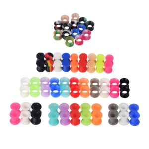 Qmcandy 38 Pairs Colorful Silicone Tunnels Plugs Hollow Saddle Soft Thick Ear Piercing Expander Gauges 2g