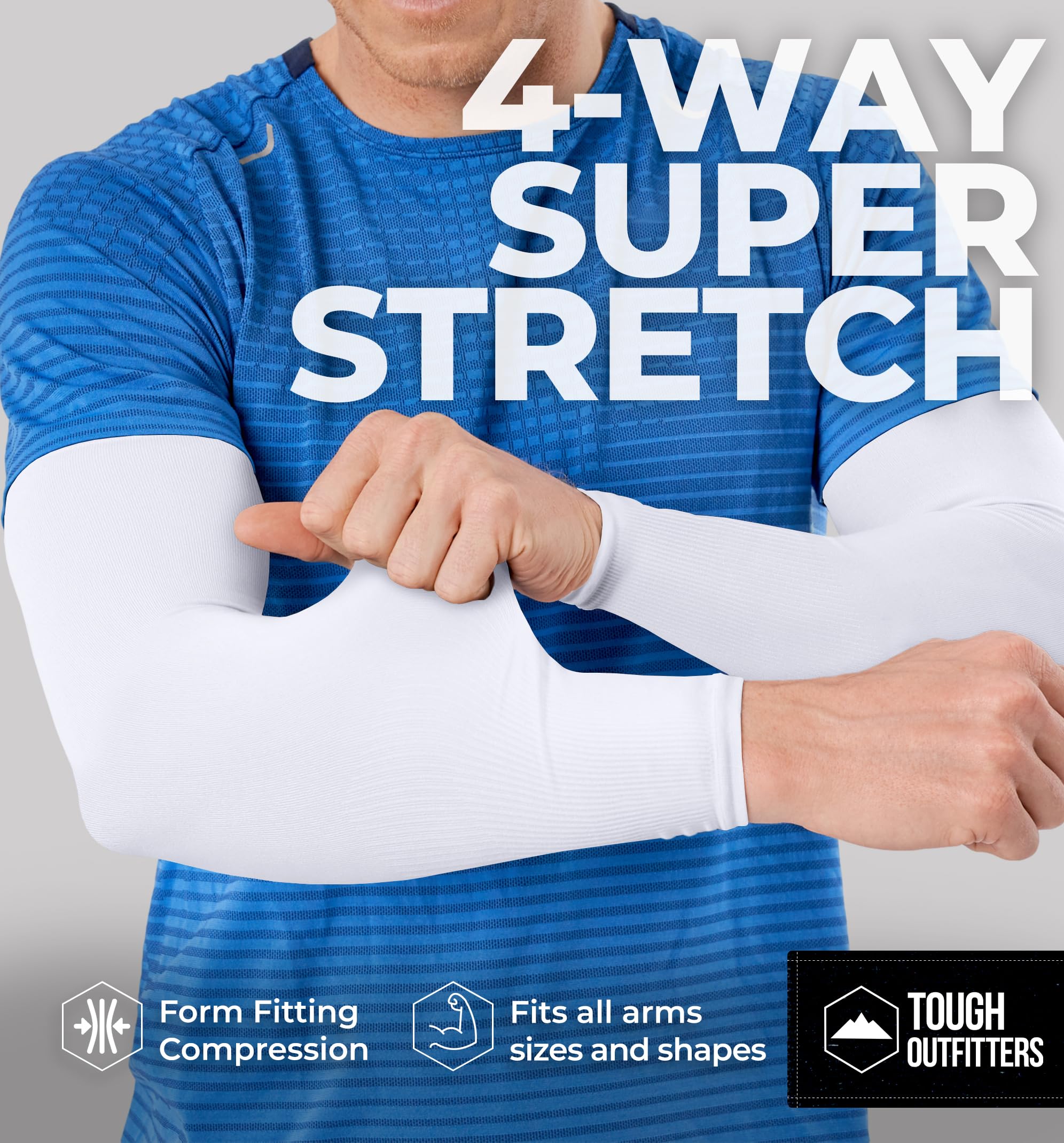 Tough Outdoors Sun Protection Sleeves - UV Arm Sleeves for Men and Women - Golf Cooling Arm Sleeves - Baseball Sun Sleeves