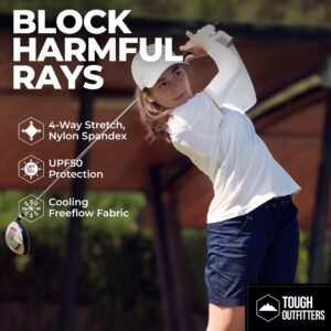 Tough Outdoors Sun Protection Sleeves - UV Arm Sleeves for Men and Women - Golf Cooling Arm Sleeves - Baseball Sun Sleeves