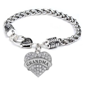 luvalti grandma heart charm bracelet - silver heart pendant bracelet - best family jewelry gift