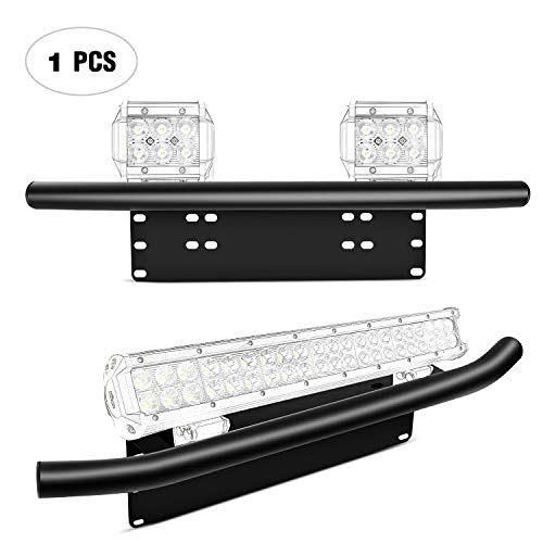 Nilight - 90021B Light Bar Mounting Bracket Front License Plate Frame Bracket Holder for Off-Road Lights LED Work Lamps , 2 Years Warranty