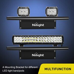 Nilight - 90021B Light Bar Mounting Bracket Front License Plate Frame Bracket Holder for Off-Road Lights LED Work Lamps , 2 Years Warranty