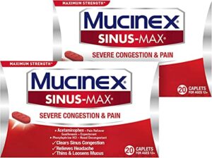 sinus-max congestion & pain caplet (20 count (pack of 2))