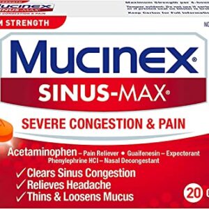 Sinus-Max Congestion & Pain Caplet (20 Count (Pack of 2))