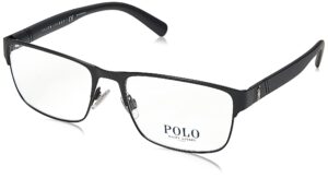 polo ralph lauren men's ph1175 rectangular prescription eyewear frames, matte black/demo lens, 56 mm