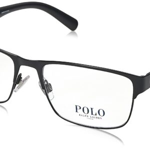 Polo Ralph Lauren Men's PH1175 Rectangular Prescription Eyewear Frames, Matte Black/Demo Lens, 56 mm