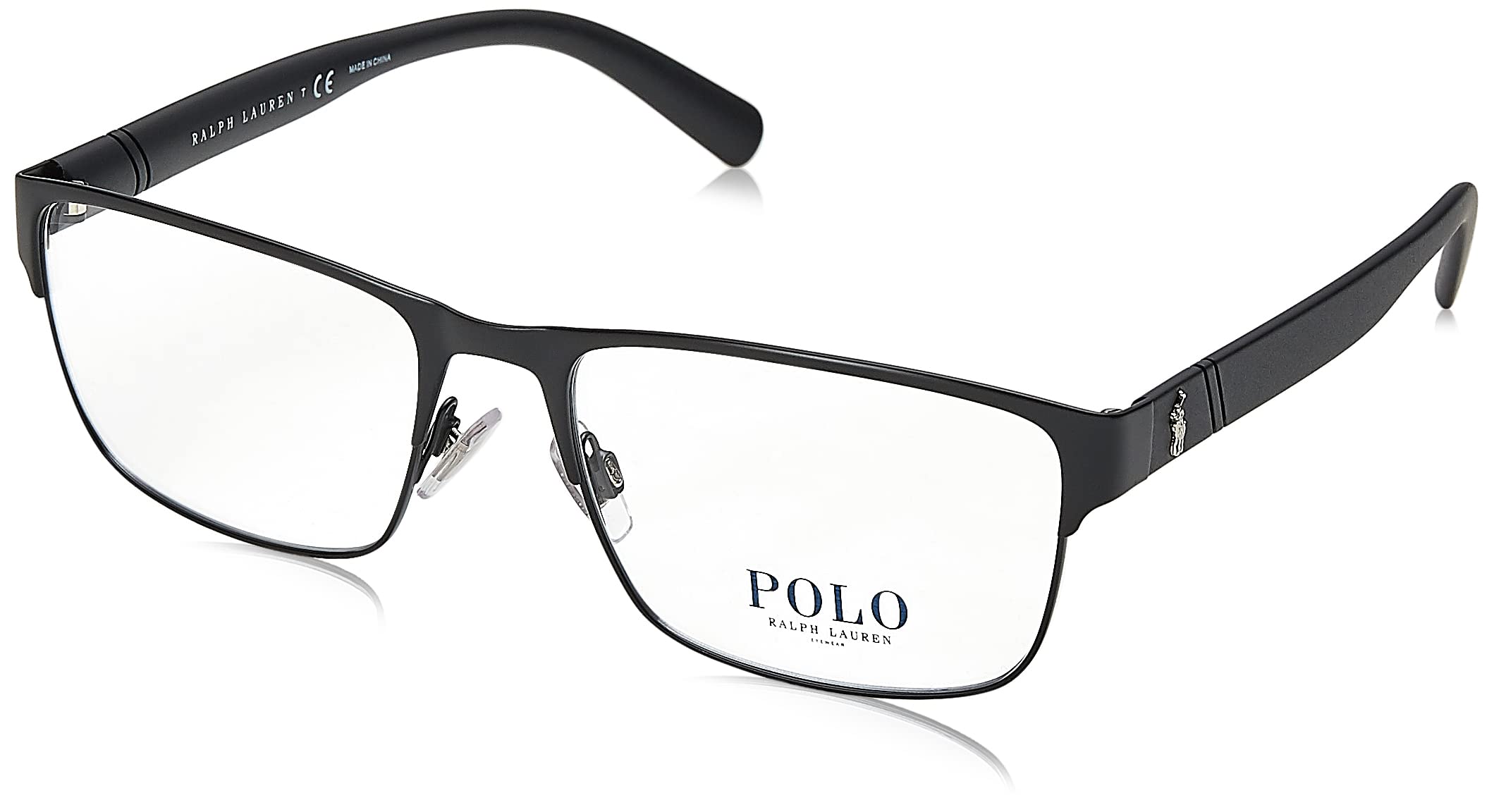 Polo Ralph Lauren Men's PH1175 Rectangular Prescription Eyewear Frames, Matte Black/Demo Lens, 56 mm