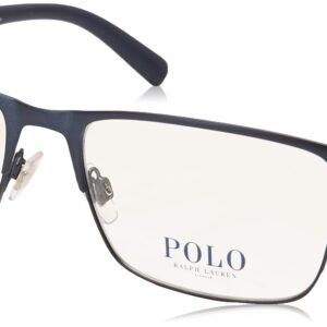 Polo Ralph Lauren Men's PH1175 Rectangular Prescription Eyewear Frames, Matte Navy Blue/Demo Lens, 56 mm