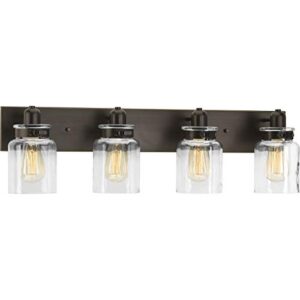 calhoun collection 4-light clear glass farmhouse bath vanity light antique bronze