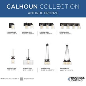 Calhoun Collection 4-Light Clear Glass Farmhouse Bath Vanity Light Antique Bronze