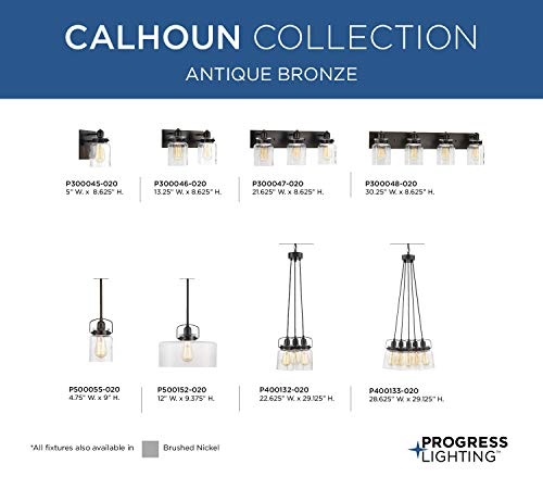 Calhoun Collection 4-Light Clear Glass Farmhouse Bath Vanity Light Antique Bronze