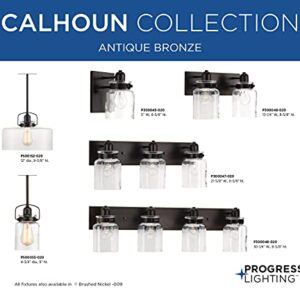 Calhoun Collection 4-Light Clear Glass Farmhouse Bath Vanity Light Antique Bronze