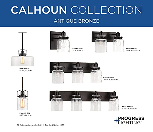 Calhoun Collection 4-Light Clear Glass Farmhouse Bath Vanity Light Antique Bronze