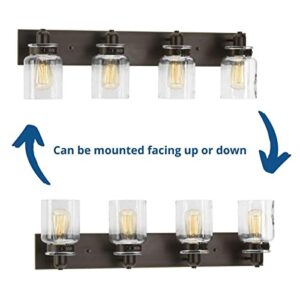 Calhoun Collection 4-Light Clear Glass Farmhouse Bath Vanity Light Antique Bronze