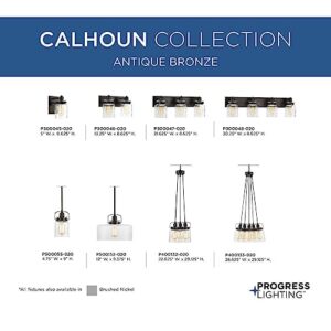 Calhoun Collection 4-Light Clear Glass Farmhouse Bath Vanity Light Antique Bronze