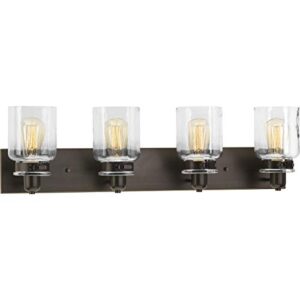 Calhoun Collection 4-Light Clear Glass Farmhouse Bath Vanity Light Antique Bronze