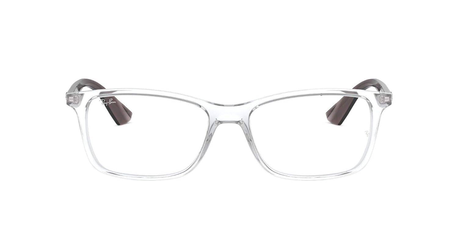 Ray-Ban RX7047 Rectangular Prescription Eyeglass Frames, Transparent on Grey/Demo Lens, 54 mm