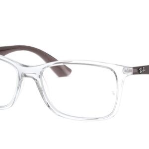 Ray-Ban RX7047 Rectangular Prescription Eyeglass Frames, Transparent on Grey/Demo Lens, 54 mm