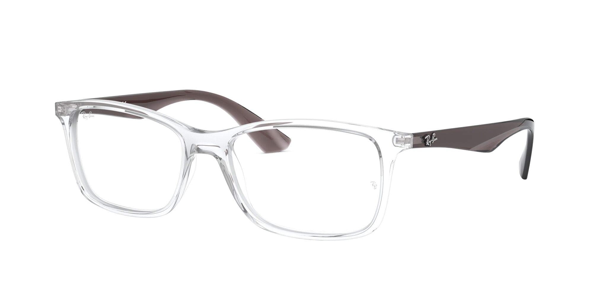 Ray-Ban RX7047 Rectangular Prescription Eyeglass Frames, Transparent on Grey/Demo Lens, 54 mm