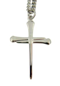 sterling silver spike nail cross pendant, 1 3/8 inch