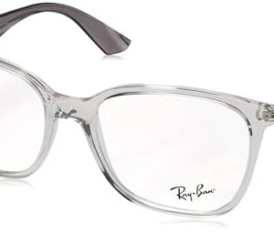 Ray-Ban Men's RX7066 Square Prescription Eyeglass Frames, Transparent on Grey/Demo Lens, 54 mm