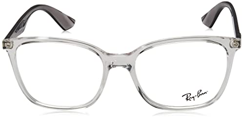 Ray-Ban Men's RX7066 Square Prescription Eyeglass Frames, Transparent on Grey/Demo Lens, 54 mm