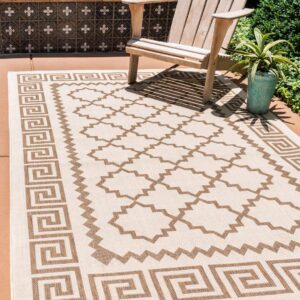 Unique Loom Outdoor Trellis Collection Area Rug - Stars (6' 1" x 9' Rectangle, Beige/ Brown)