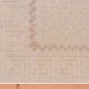 Unique Loom Outdoor Trellis Collection Area Rug - Stars (6' 1" x 9' Rectangle, Beige/ Brown)