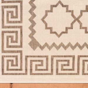 Unique Loom Outdoor Trellis Collection Area Rug - Stars (6' 1" x 9' Rectangle, Beige/ Brown)